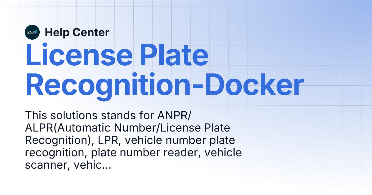 License Plate Recognition-Docker | Help Center