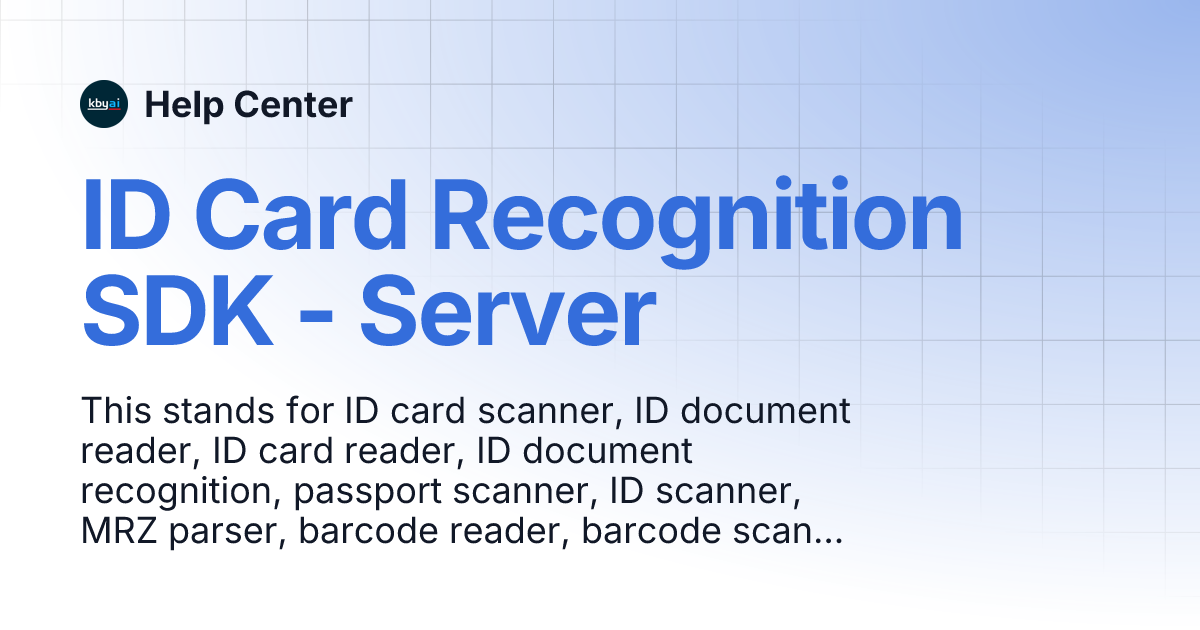 ID Card Recognition SDK - Server | Help Center