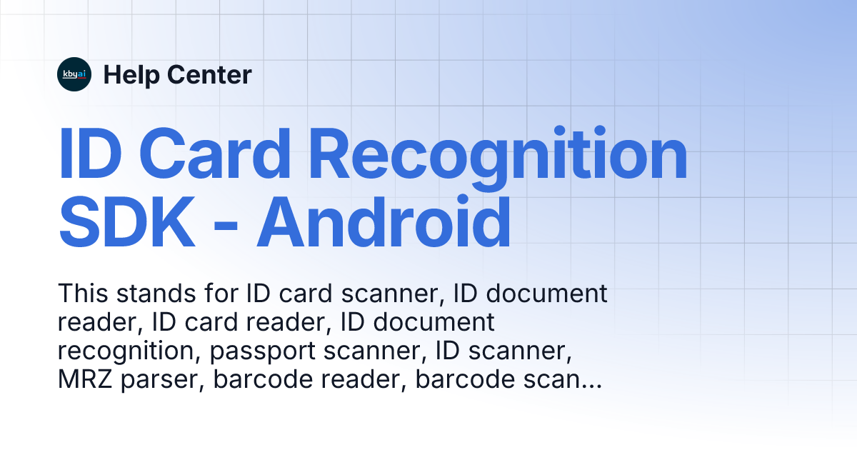ID Card Recognition SDK - Android | Help Center