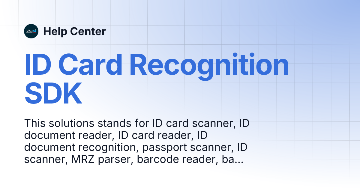 ID Card Recognition SDK | Help Center