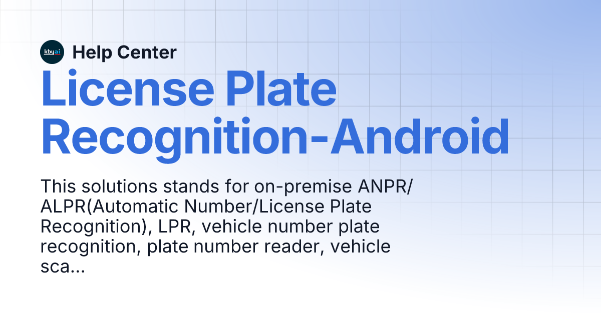 License Plate Recognition-Android | Help Center