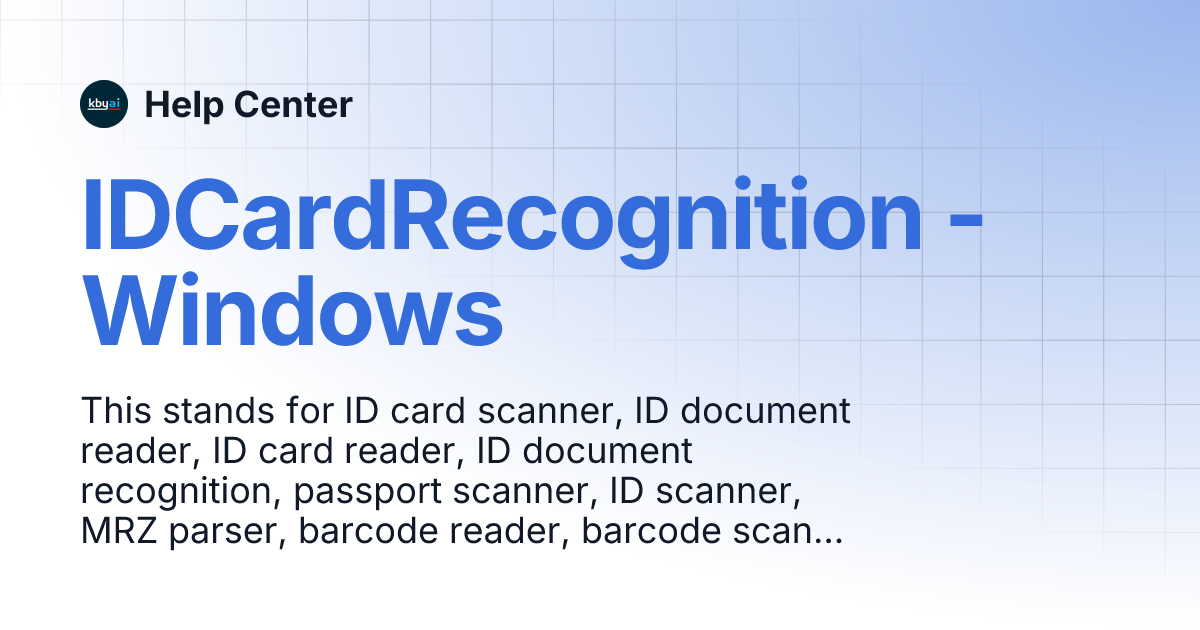 IDCardRecognition - Windows | Help Center